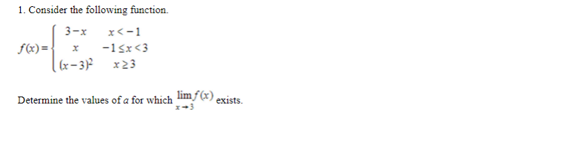 1. Consider the following function. | Chegg.com