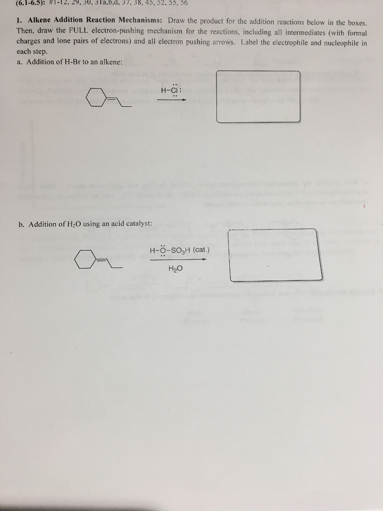 Solved Draw the product for the addition reactions below in | Chegg.com
