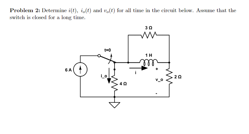 Solved Problem 2: Determine i(t),io(t) and vo(t) for all | Chegg.com