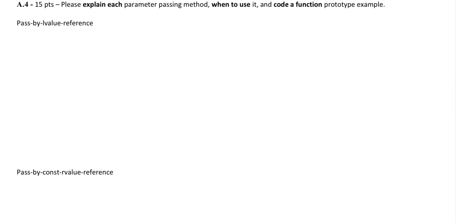 Solved A4 15 Pts Please Explain Each Parameter Passing 1083