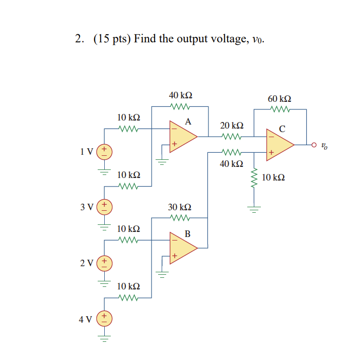 Solved 2. (15 pts) Find the output voltage, v0. | Chegg.com