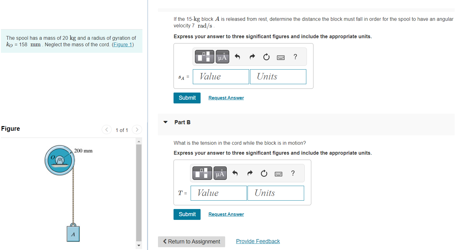 Solved If the 15−kg block A is released from rest, determine | Chegg.com