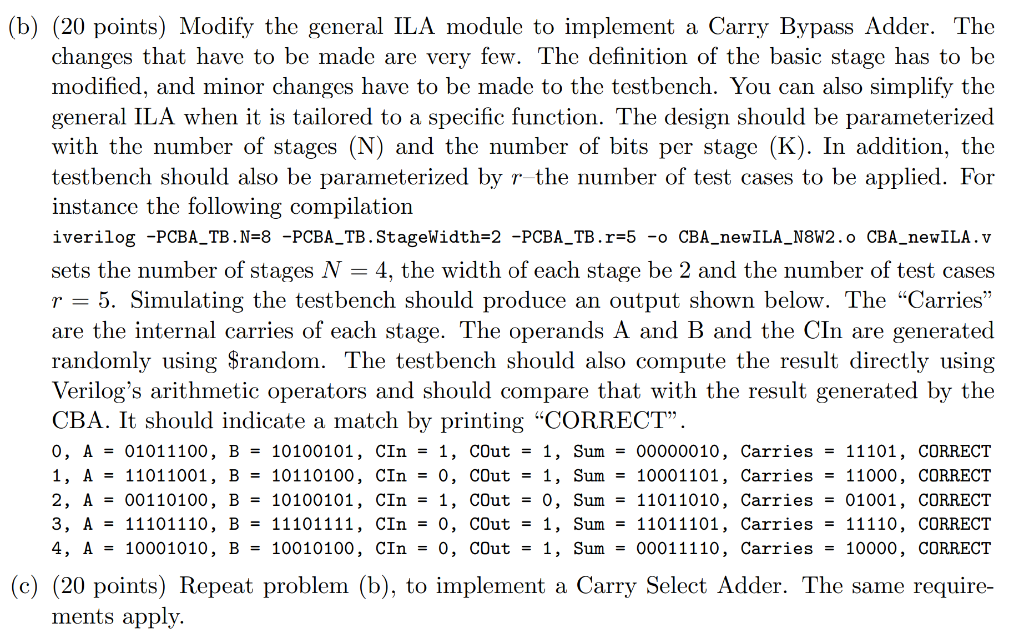 Verilog Code Code: module stage #(parameter n = 1, | Chegg.com