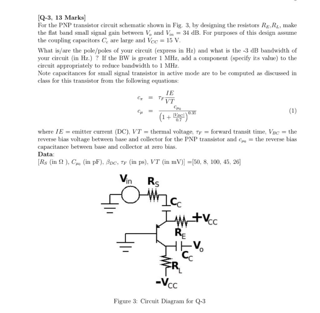 Solved [Q-3, 13 Marks] For the PNP transistor circuit | Chegg.com