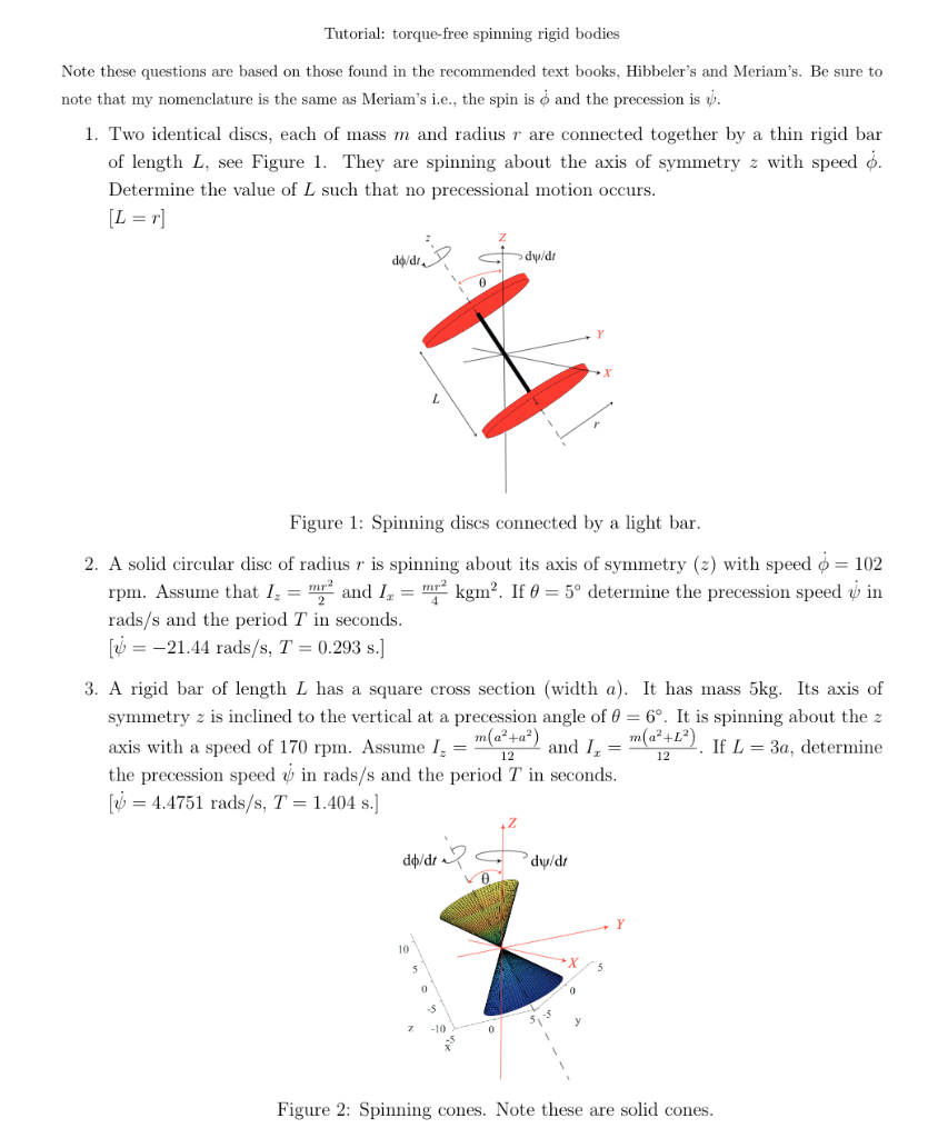 Solved Tutorial: torque-free spinning rigid bodies Note | Chegg.com