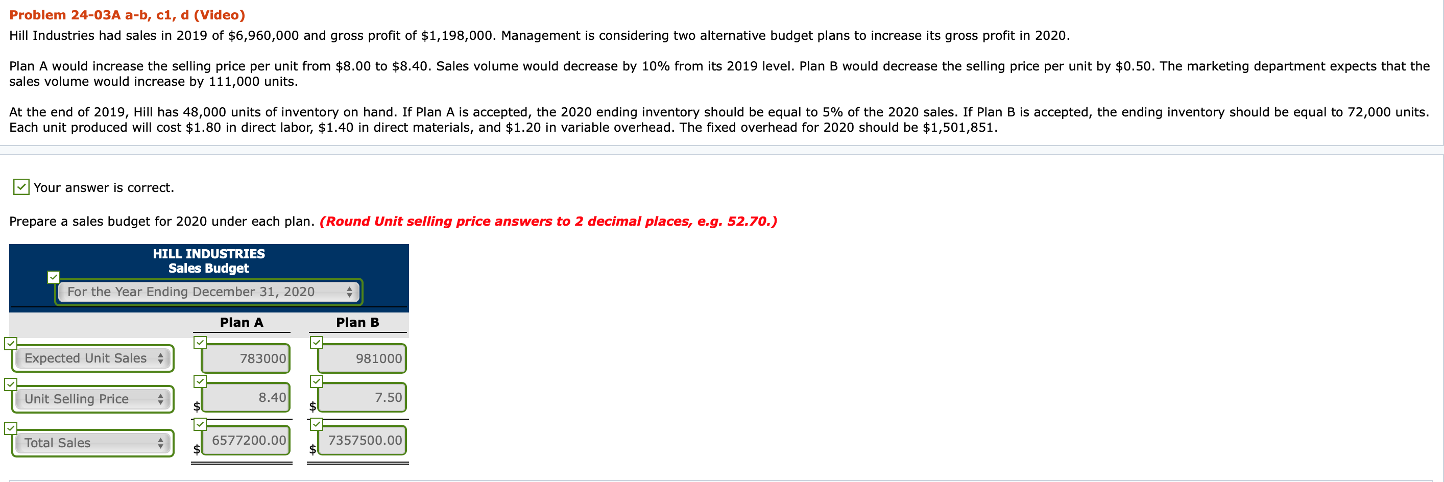 Solved Problem 24-03A a-b, ci, d (Video) Hill Industries had | Chegg.com