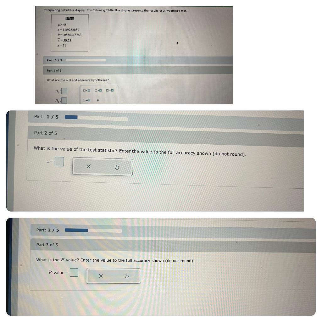 Solved Interpreting calculator display: The following TI-84 | Chegg.com