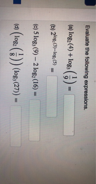 Solved Evaluate the following expressions. | (a) log2 (4) + | Chegg.com