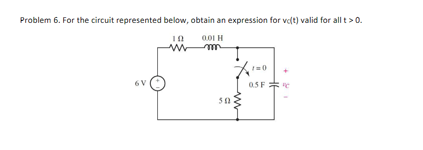Solved Problem 6. For the circuit represented below, obtain | Chegg.com
