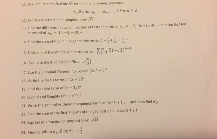 Solved 1. Find the 30th term of a Geometric Sequence if a1- | Chegg.com
