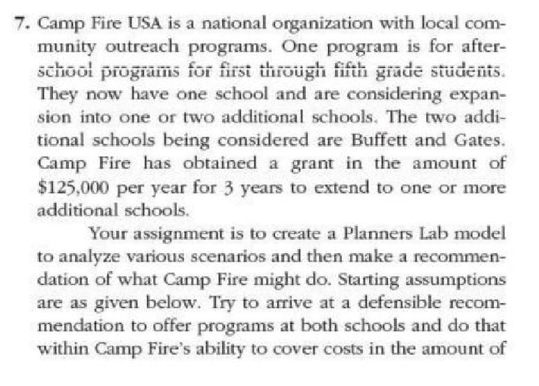 7. Camp Fire USA is a national organization with | Chegg.com