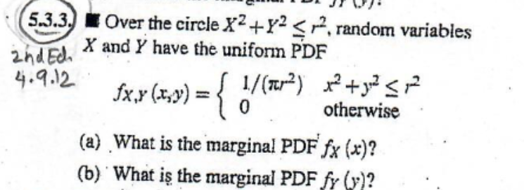 Solved 53.3. Over the circle X2+Y2≤r2, random variables dEd | Chegg.com