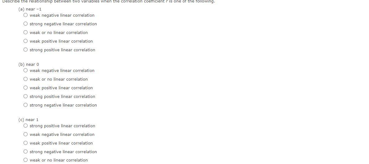 Solved Describe the relationship between two variables when | Chegg.com
