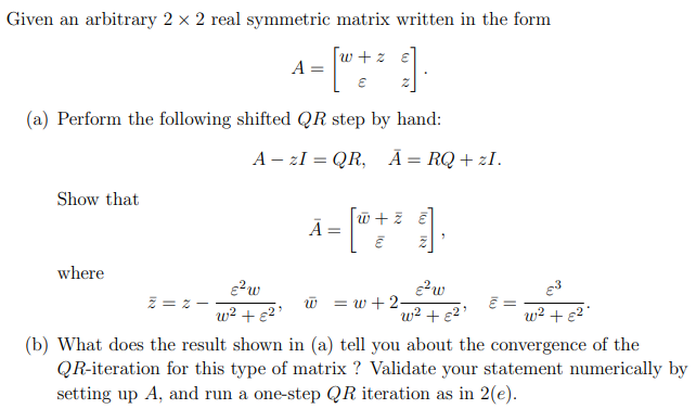 Solved Given an arbitrary 2 \times 2 ﻿real symmetric matrix | Chegg.com