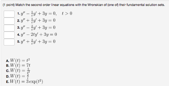 Solved (1 point) Match the second order linear equations | Chegg.com