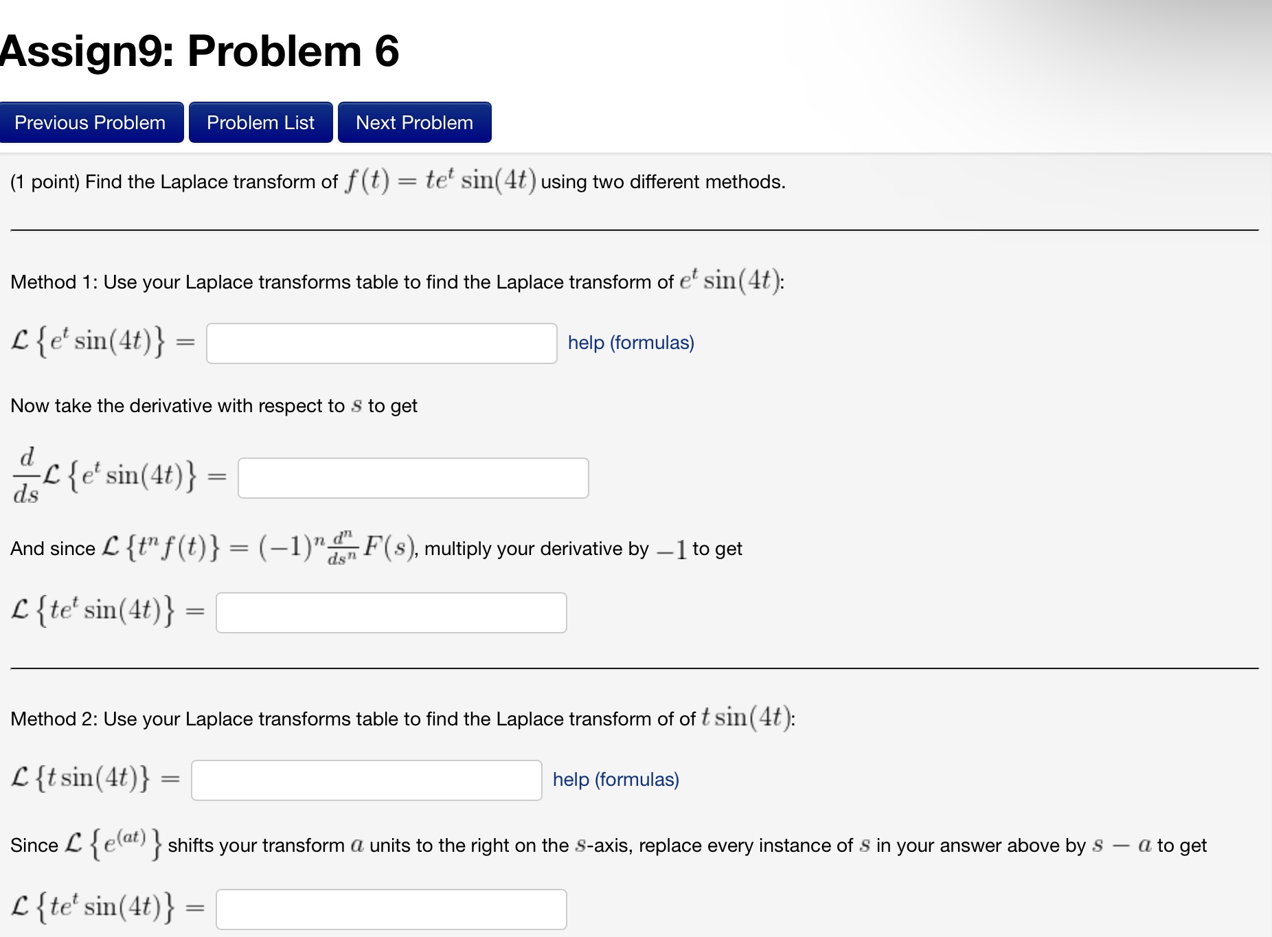 Solved (1 point) Find the Laplace transform of | Chegg.com