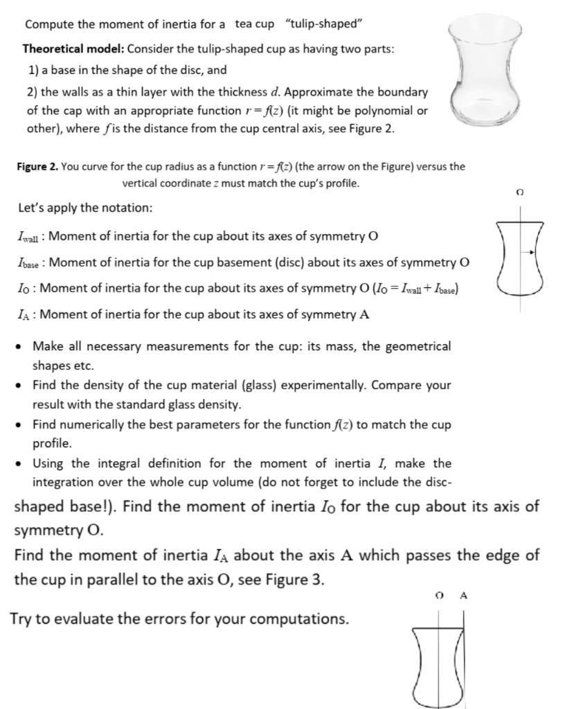 Solved Compute the moment of inertia for a tea cup | Chegg.com