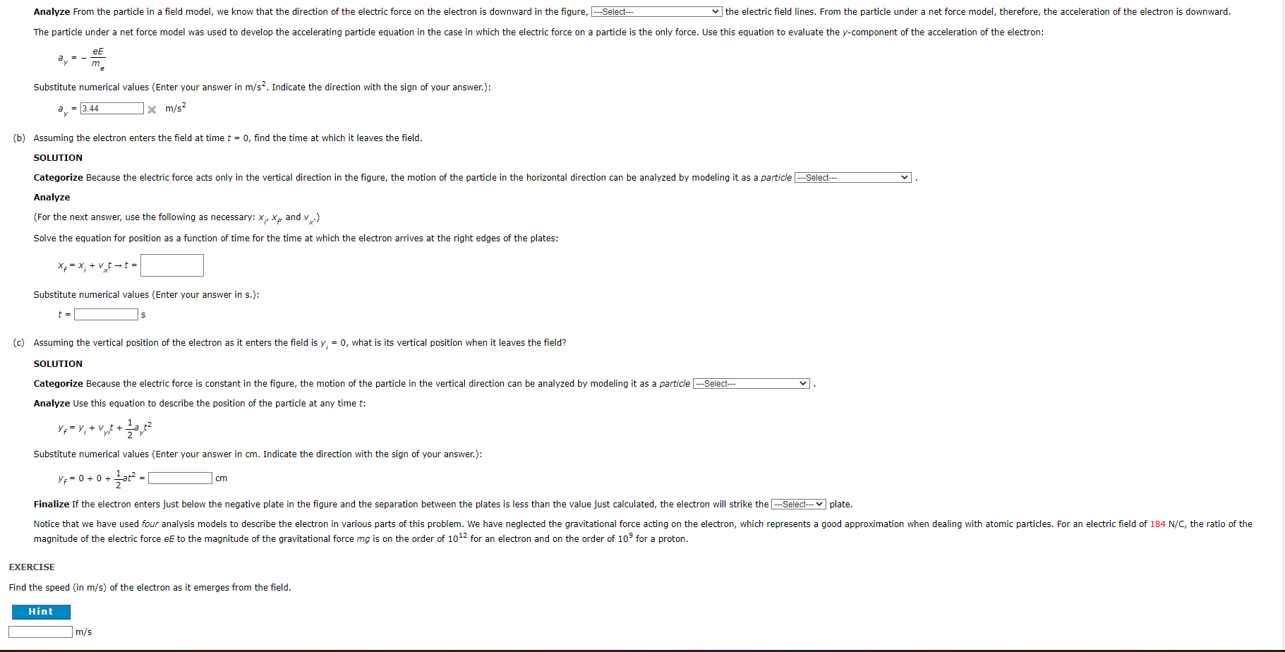 Solved An electron is projected horizontally into a uniform | Chegg.com