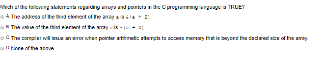 Solved Which of the following statements regarding arrays | Chegg.com