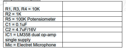 Solved SIMPLE MIC PRE-AMP based LM358 + 9 Volts R3 R5 R1 | Chegg.com