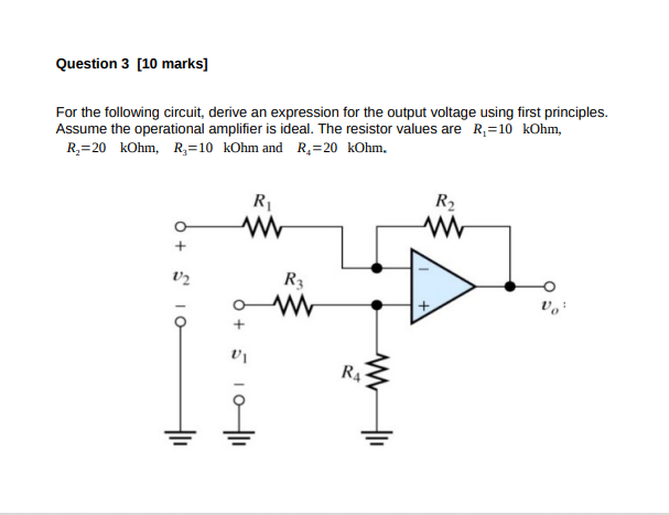Solved Question 3 [10 marks] For the following circuit, | Chegg.com