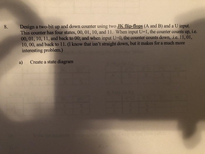 Solved 8. Design a two-bit up and down counter using two JK | Chegg.com