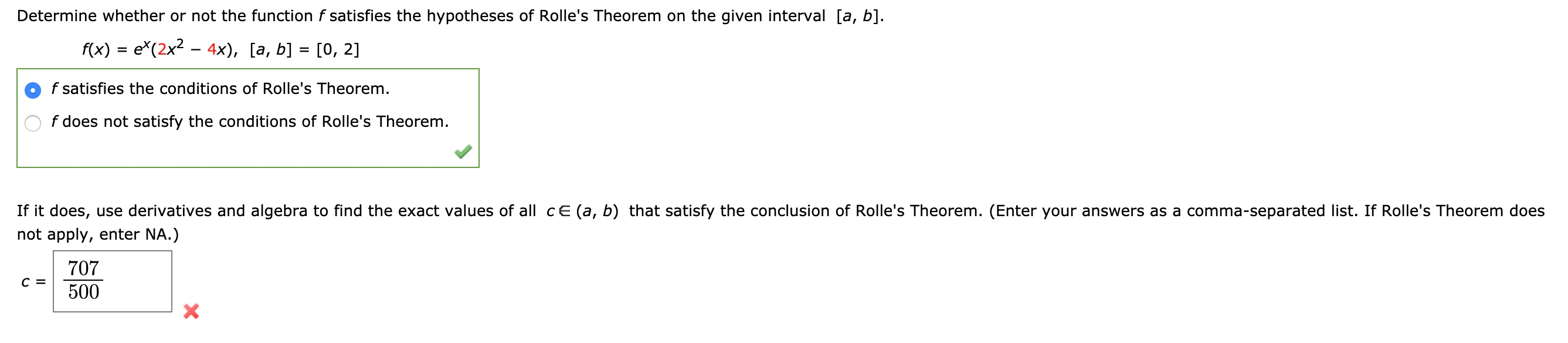 Solved Determine whether or not the function f satisfies the | Chegg.com