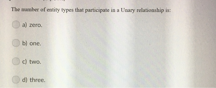 Solved The number of entity types that participate in a | Chegg.com