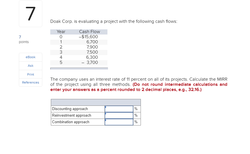 Solved Doak Corp. is evaluating a project with the following | Chegg.com