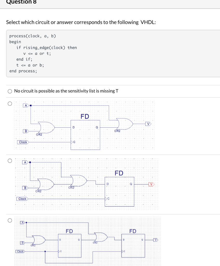 Solved Question 8 Select which circuit or answer corresponds | Chegg.com