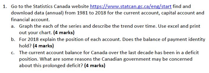 1. Go to the Statistics Canada website | Chegg.com