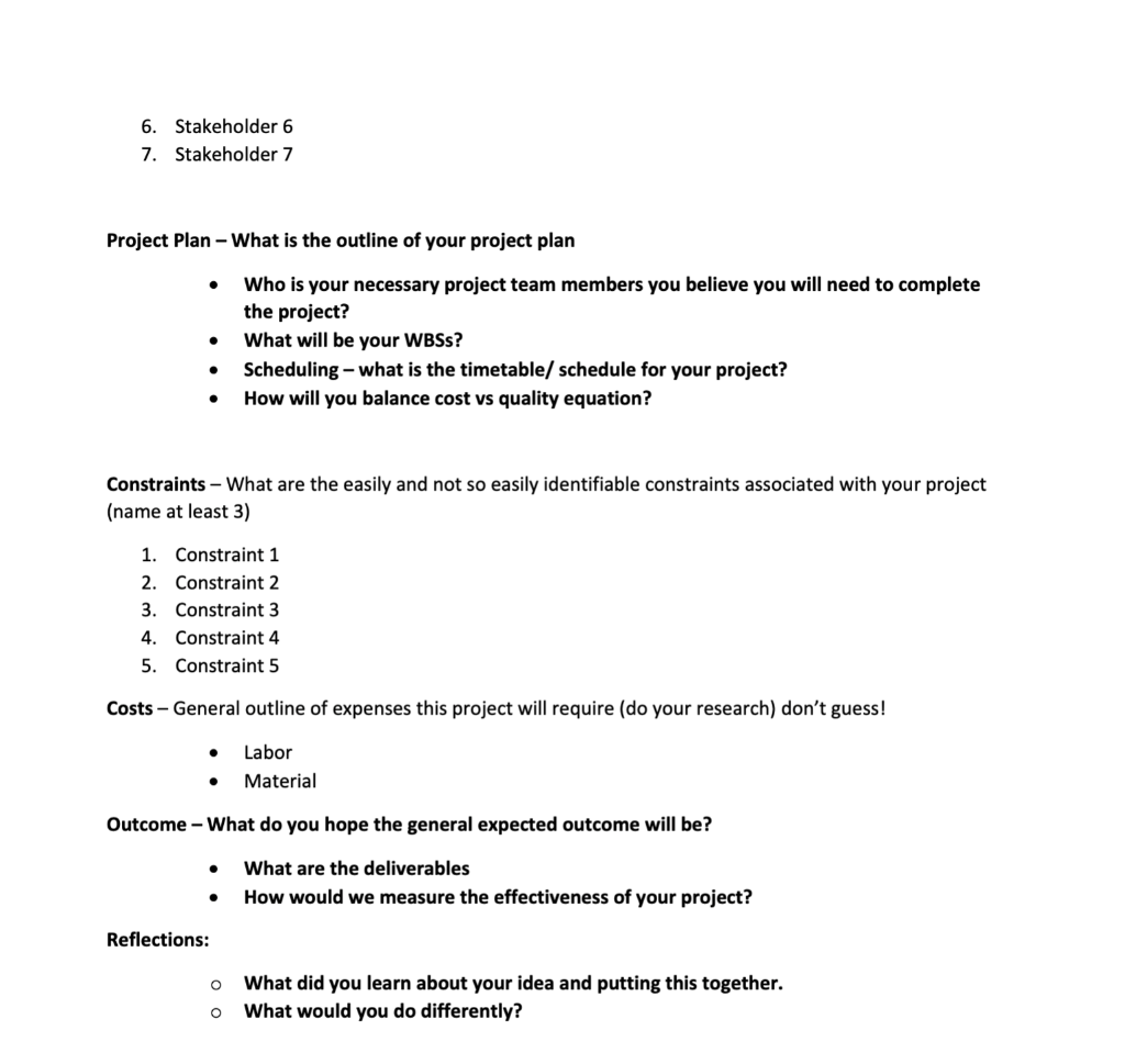 Solved Project/ Assignment Project Idea - What is your | Chegg.com