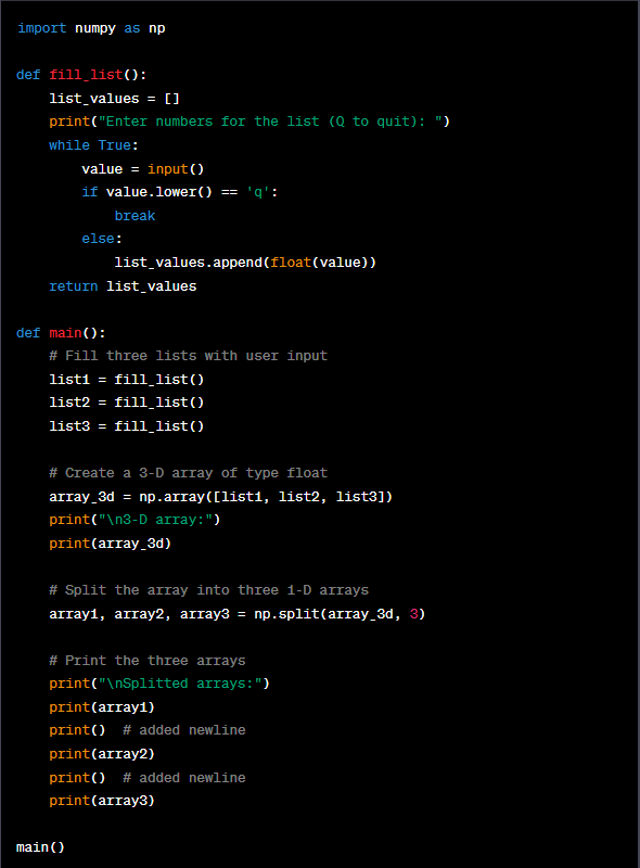 Solved Write a program that prompts a user to enter values | Chegg.com