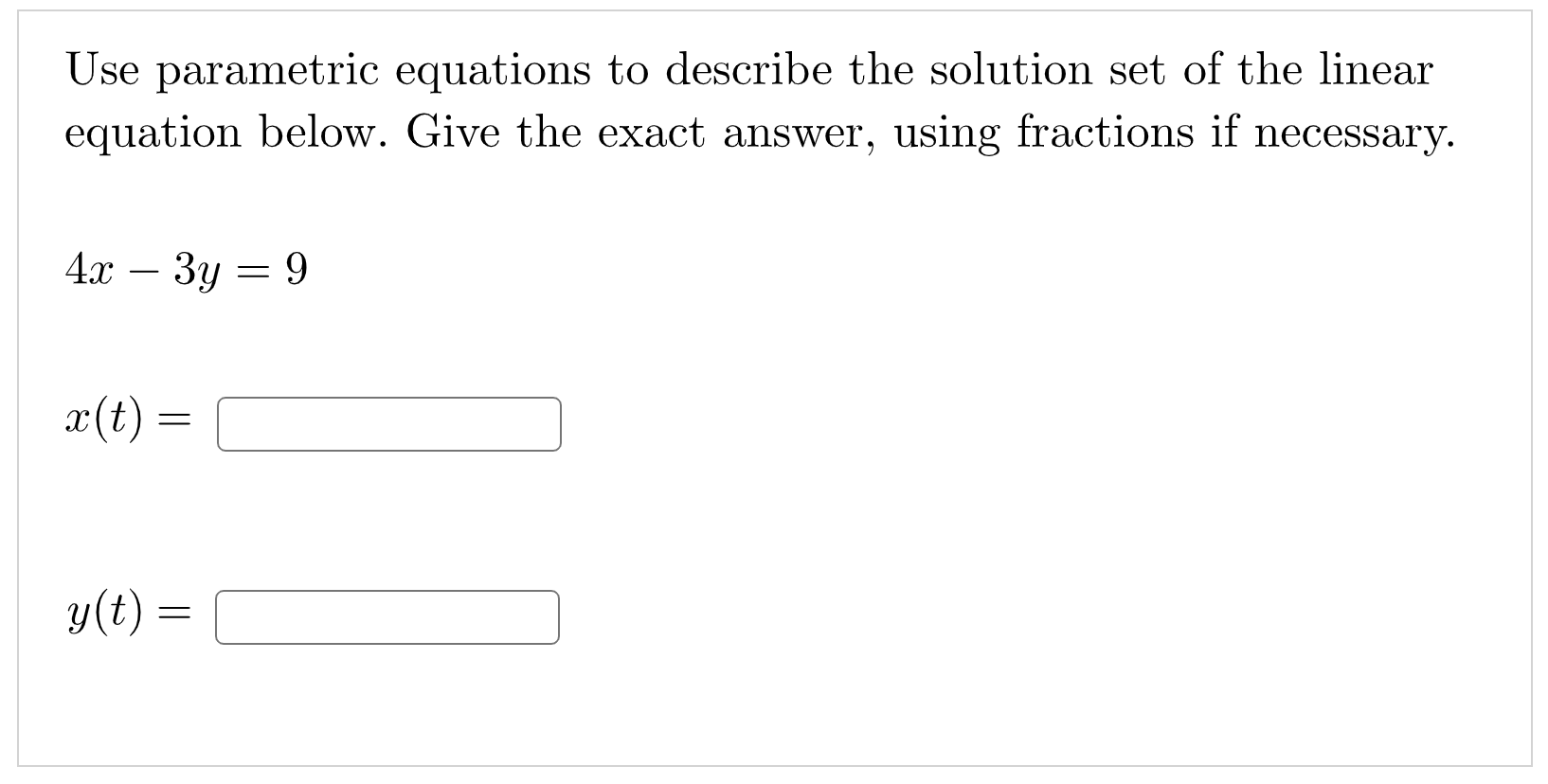Solved Use Parametric Equations To Describe The Solution Set