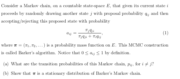 Solved Consider a Markov chain, on a countable state-space | Chegg.com