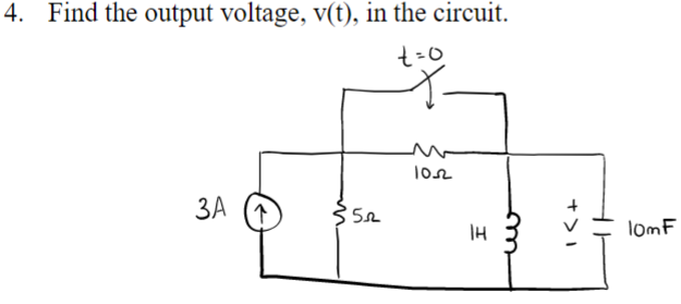 Solved 4. Find the output voltage, v(t), in the circuit. | Chegg.com