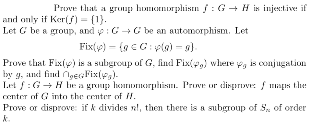 Solved Prove that a group homomorphism f G-H is injective if | Chegg.com