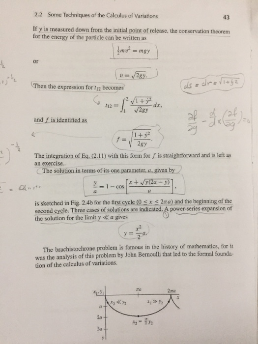 Solved i wanna solution in detals for the brachistochrone | Chegg.com