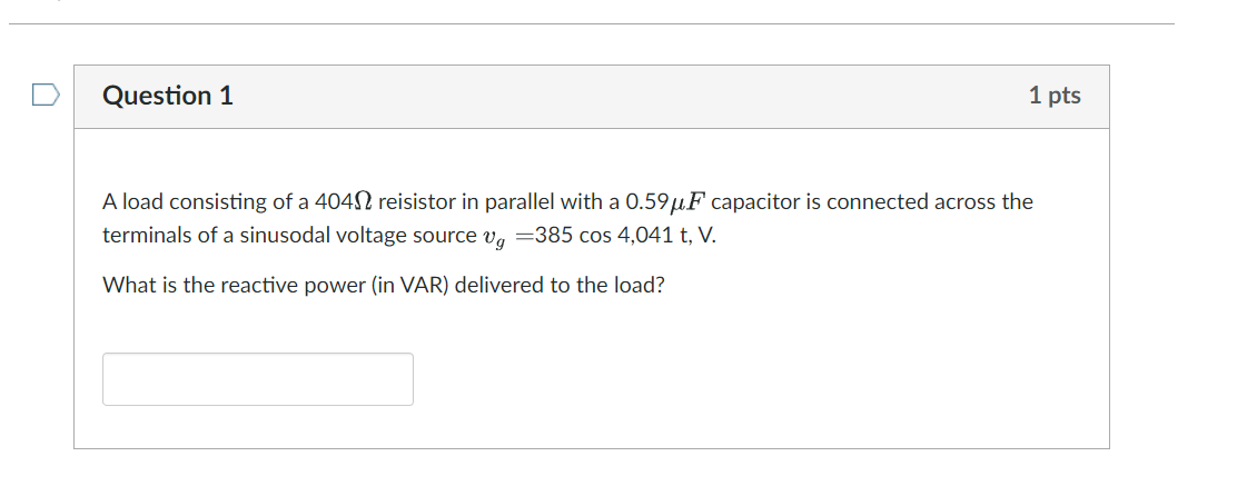 Solved A load consisting of a 404Ω reisistor in parallel | Chegg.com
