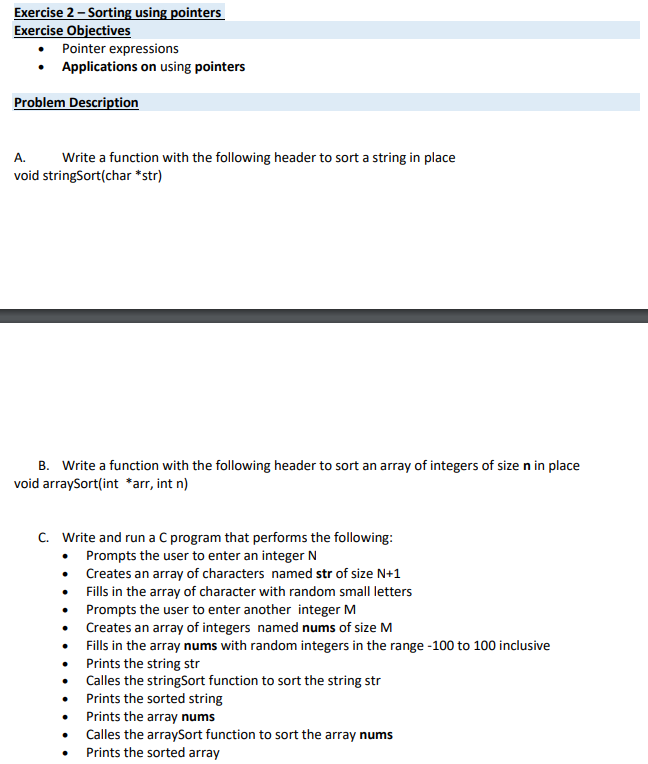 Solved A. Write a function with the following header to sort | Chegg.com