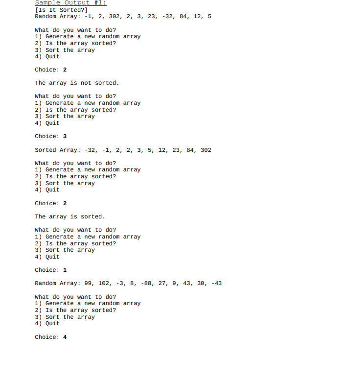 Solved Assignment 6A: Is it sorted? It's helpful to know if | Chegg.com