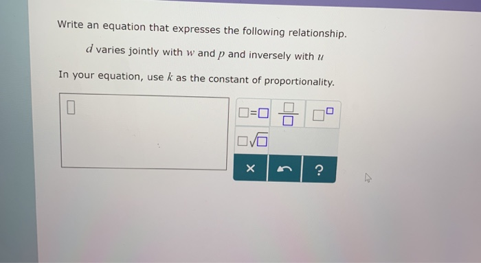 Solved Write An Equation That Expresses The Following