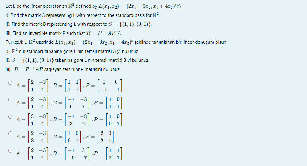 Solved Let L be the linear operator on R2 defined by | Chegg.com