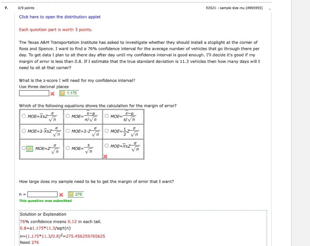 Solved Click here to open the distribution applet Each | Chegg.com
