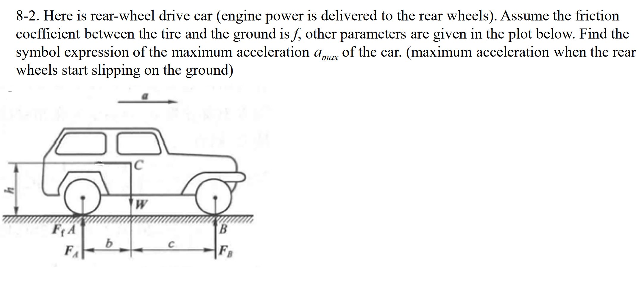Solved 8-2. Here is rear-wheel drive car (engine power is | Chegg.com