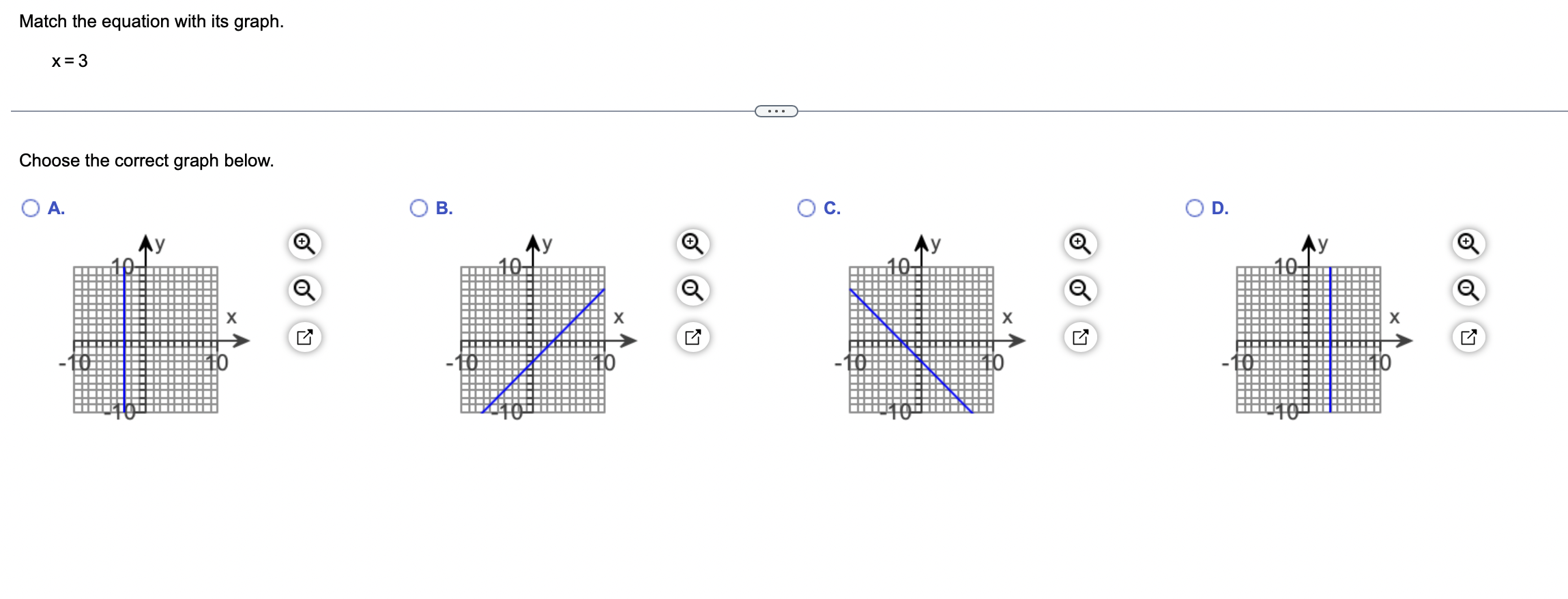 Solved Match the equation with its graph. x=3 Choose the | Chegg.com