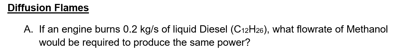 Solved Diffusion Flames A. If an engine burns 0.2 kg/s of | Chegg.com