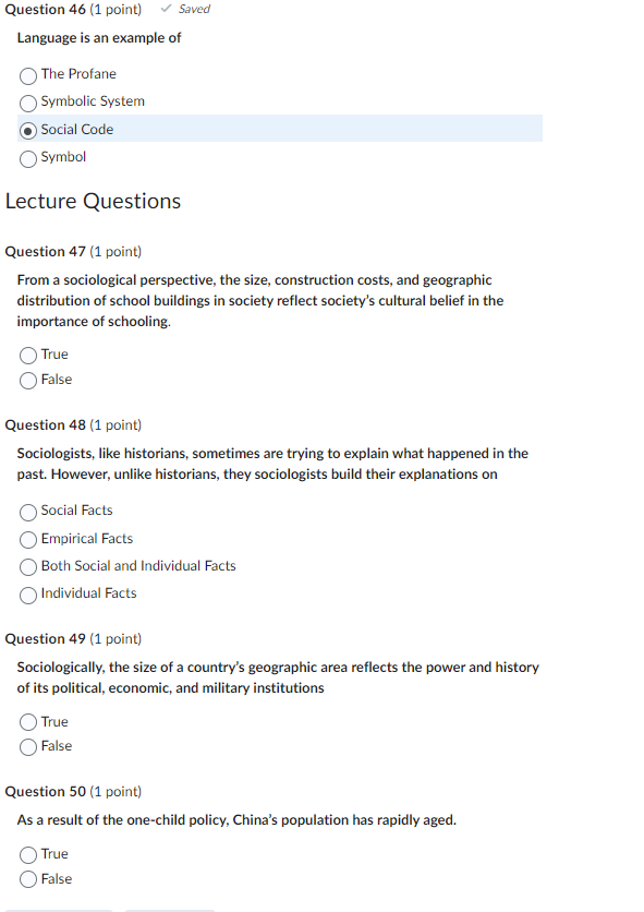 Solved Question 46 (1 point) Saved Language is an example | Chegg.com