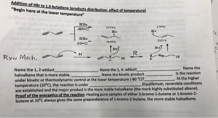Solved Addition of HBr to 1,3-butadiene (products | Chegg.com