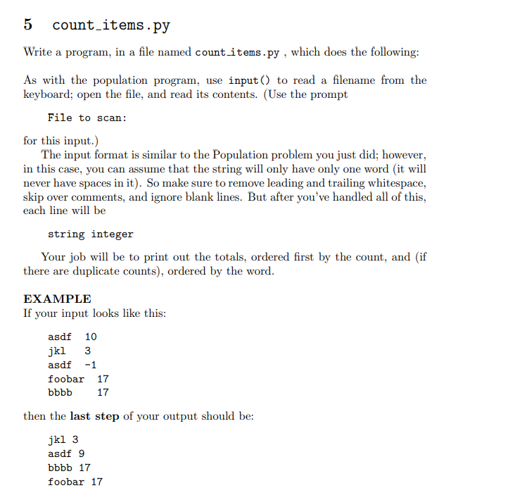 Solved 5 count_items.py Write a program, in a file named | Chegg.com